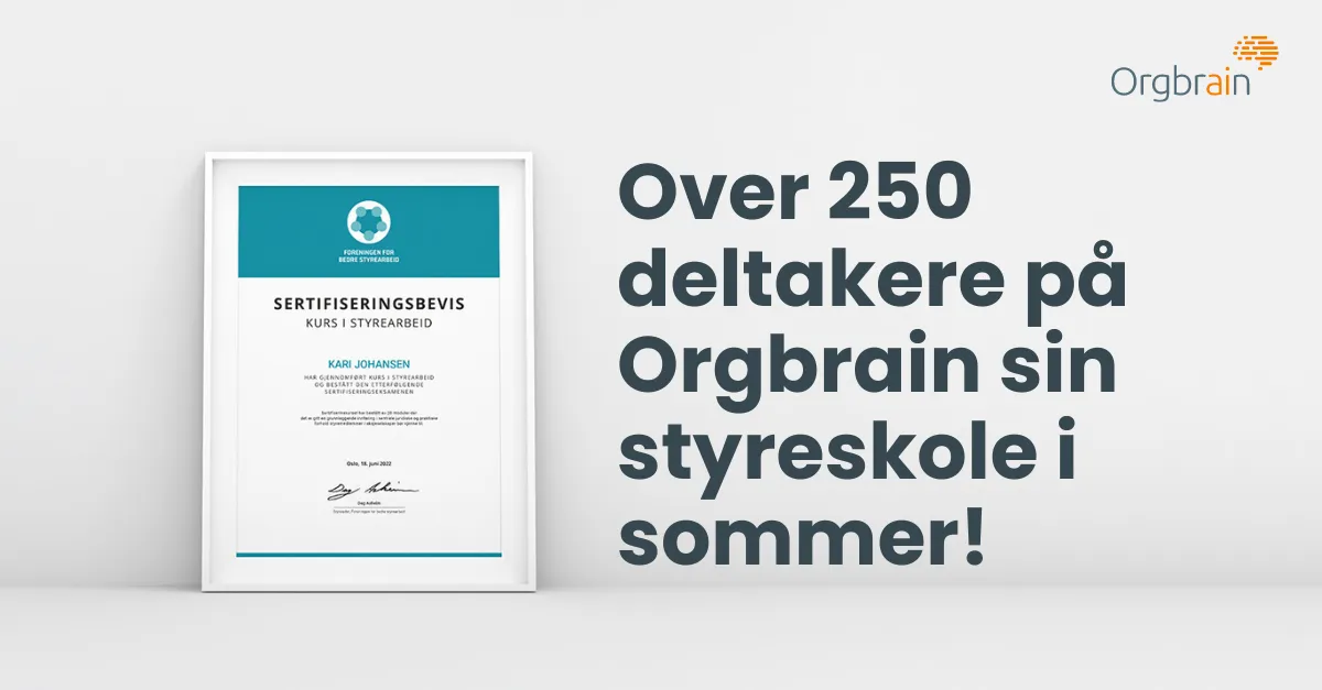 Over 250 deltakere på Orgbrain sin styreskole i sommer
